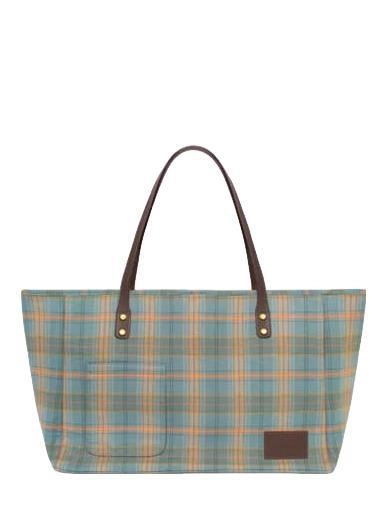 ODDLI Plaid Tote Bag With Leather Straps - Monroe