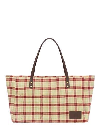 ODDLI Plaid Tote Bag With Leather Straps - Willa