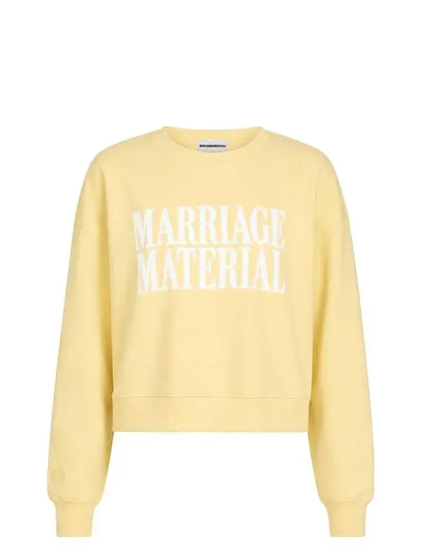 BRIDEMERCH Marriage Material Collection Crop Crew Sweatshirt - Yellow