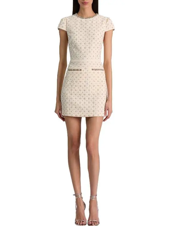 Alice + Olivia Cade Embellished Cap Sleeve Mini Dress - Vanilla