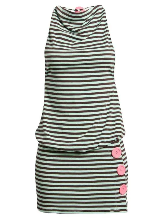 JADED LONDON Striped Button Trim Mini Dress - Multi