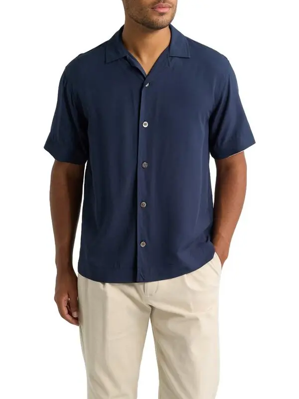 CHE Valbonne Boxy Fit Solid Camp Shirt - Navy- 12