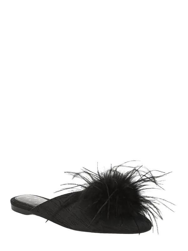 Sam Edelman Feather Embellished Jacquard Mule - Black
