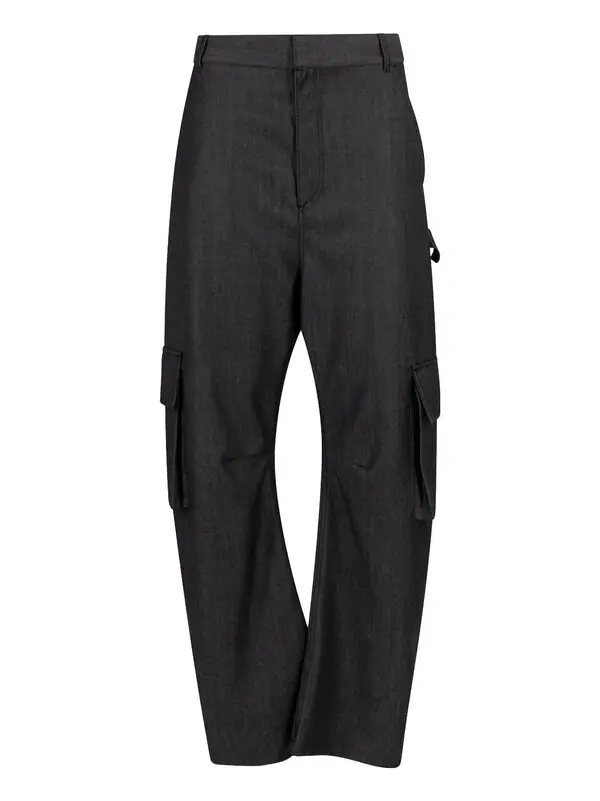 Balenciaga Cargo Wool Pants With Tapered Leg - Blue