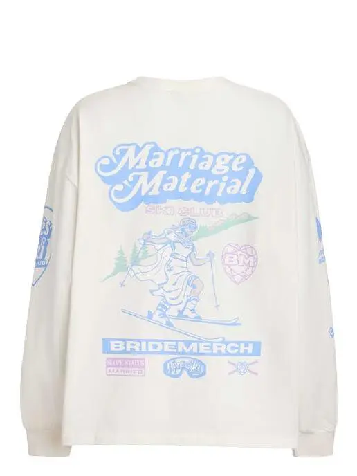 BRIDEMERCH Marriage Material Collection Ski Club Long Sleeve Crew - White