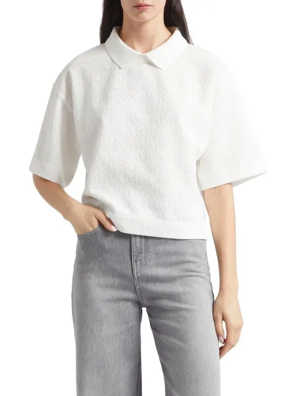 Emporio Armani Jerseywear Chevron Jacquard Knit Top - Ivory