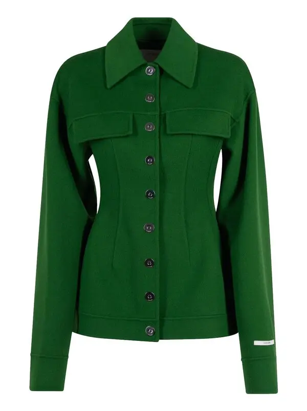 Sportmax Shaped Jacket In Pure Wool - Green