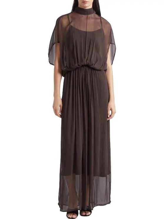 Staud Viviana Shirred Maxi Dress - Earth