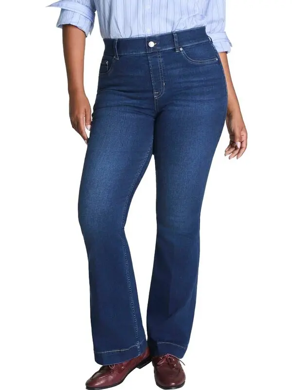 Spanx High Waist Flare Leg Pull-on Jeans - Poseidon