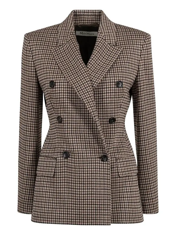 Max Mara Double-breasted Houndstooth Blazer - Brown
