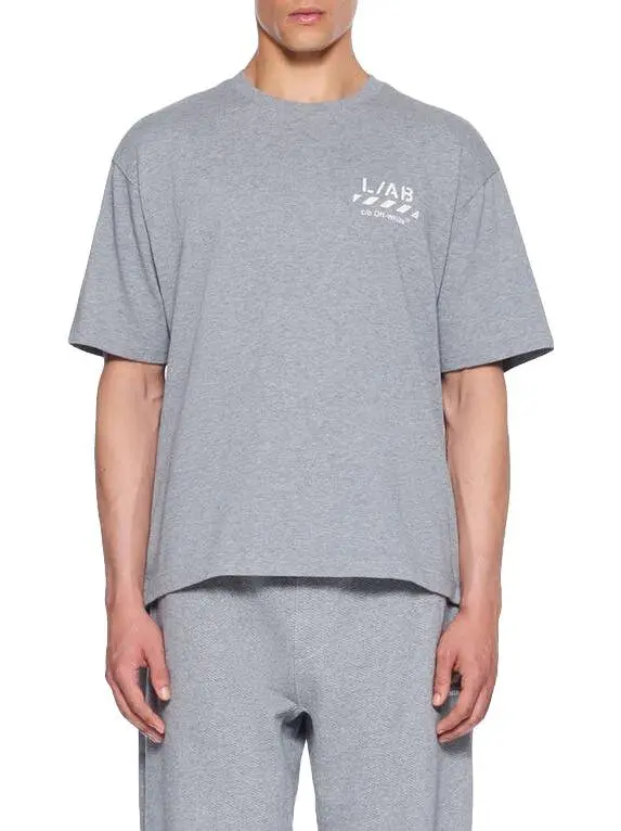 L/AB C/O OFF-WHITE Diagonal Stripe Logo Graphic T-shirt - Heather Grey