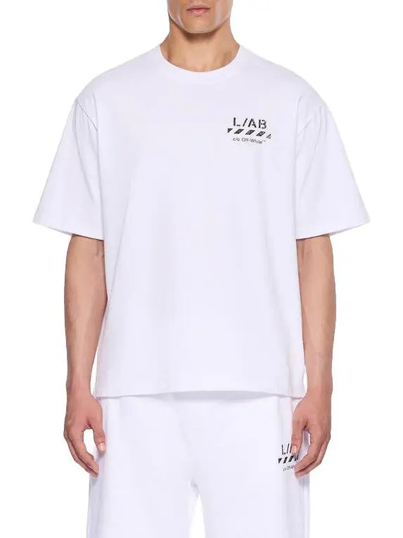 L/AB C/O OFF-WHITE Diagonal Stripe Logo Graphic T-shirt - White