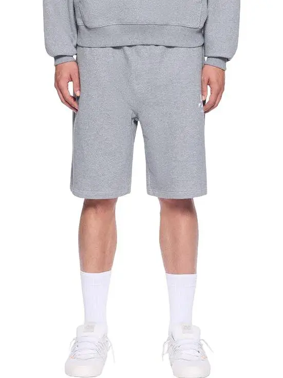 L/AB C/O OFF-WHITE Diagonal Logo Cotton French Terry Sweat Shorts - Heather Grey