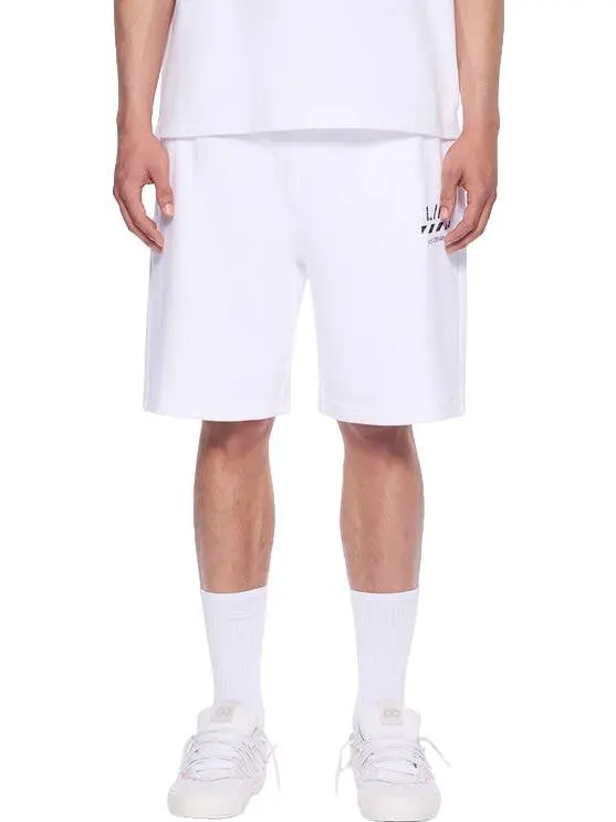L/AB C/O OFF-WHITE Diagonal Logo Cotton French Terry Sweat Shorts - White
