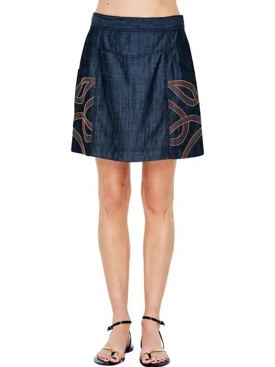 CIEBON Embroidered Tencel® Lyocell Miniskirt - Charcoal