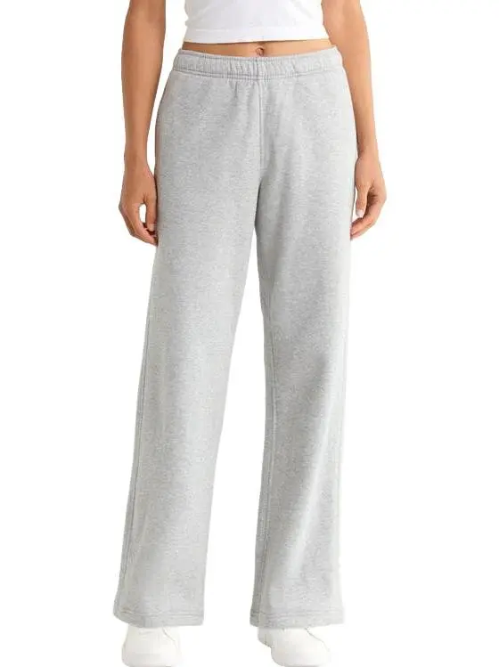 Beyond Yoga Luxe Fleece Straight Leg Sweatpants - Heather Gray