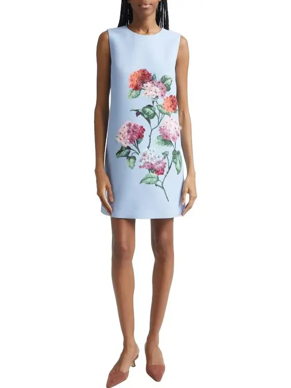 Carolina Herrera Sleeveless Embroidered Mini Dress - Cloudy Blue Multi