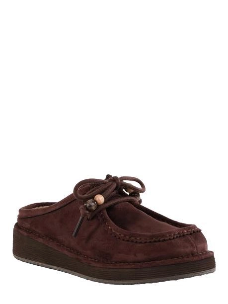 Bc Footwear Moc Toe Faux Suede Mule With Beaded Laces - Chocolate