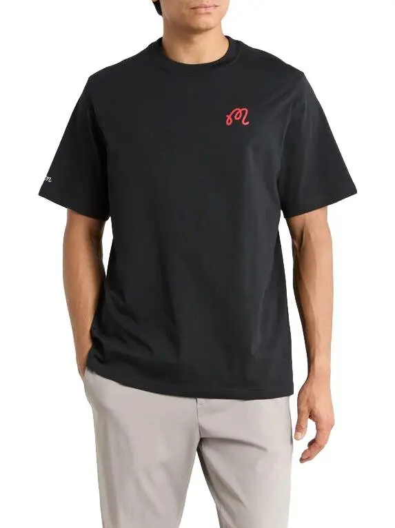 MALBON Bermuda Benchmark Cotton Graphic T-shirt - Black