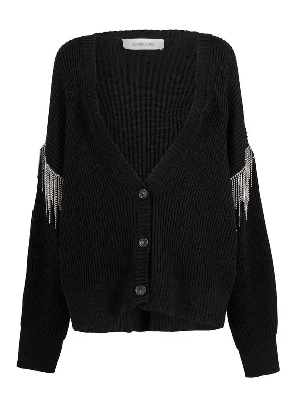 Sportmax Cardigan With Rhinestone Embellishments - Black