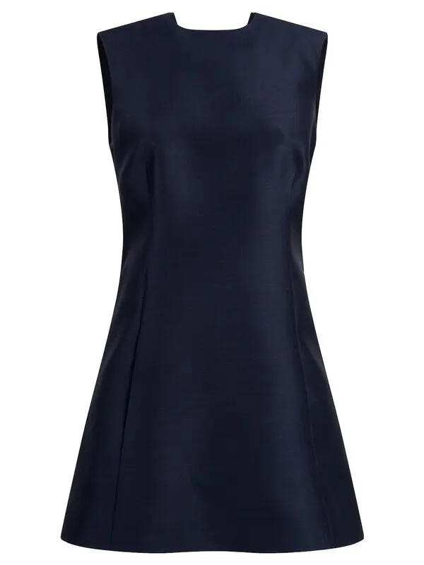 Balenciaga Mini Dress With Wool Button - Blue