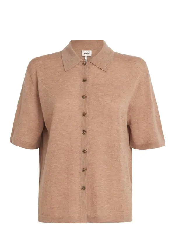 ME+EM Cashmere Knit Short-sleeve Shirt - Brown