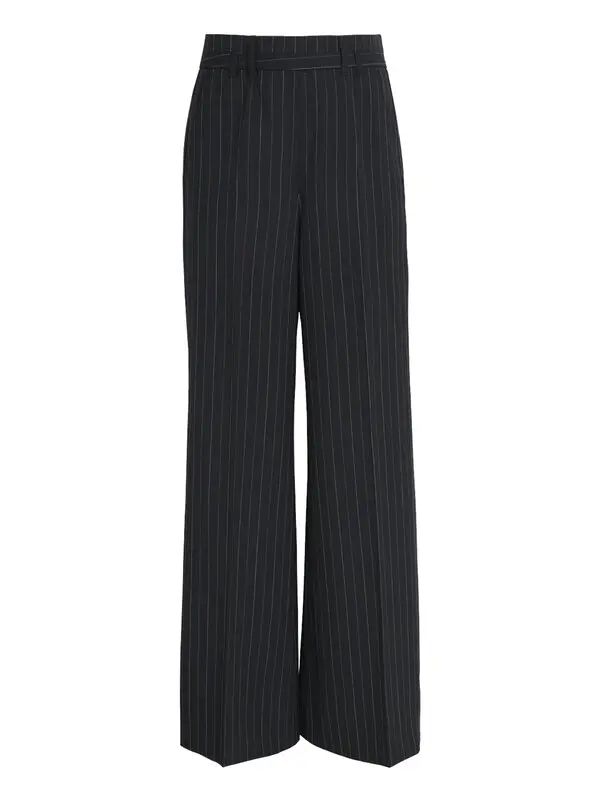 ME+EM Pinstripe Wide-leg Trousers - Black