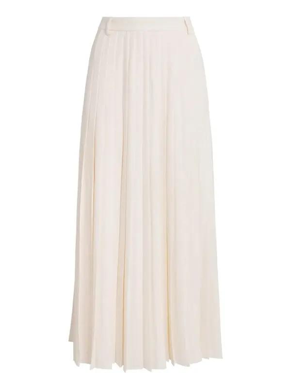 ME+EM Crepe Slit Pleated Maxi Skirt - Ivory