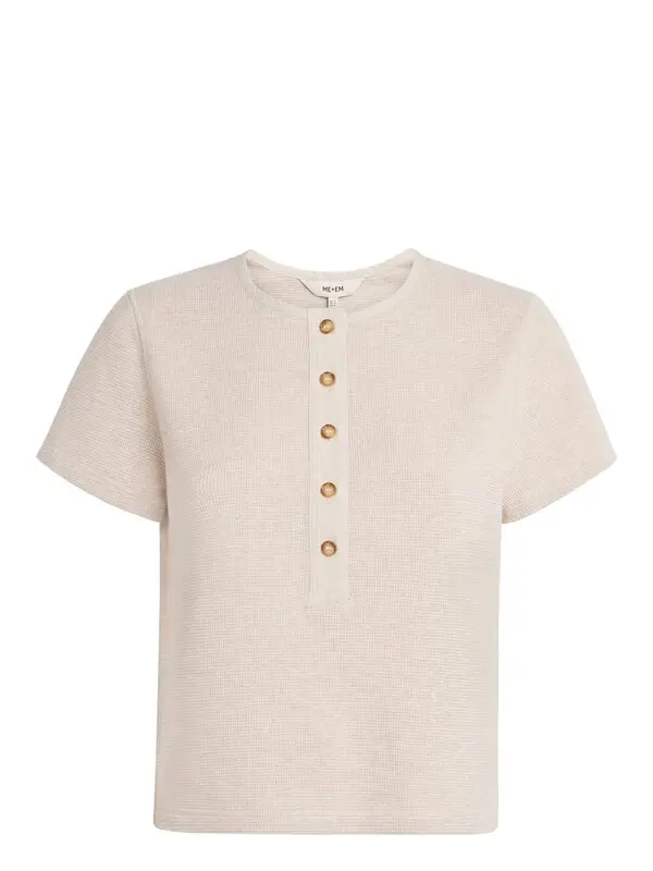 ME+EM Waffle-knit Henley T-shirt - Brown