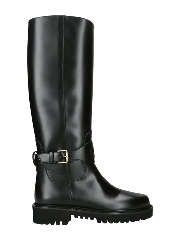 Valentino Garavani Leather Logo Boots - Black