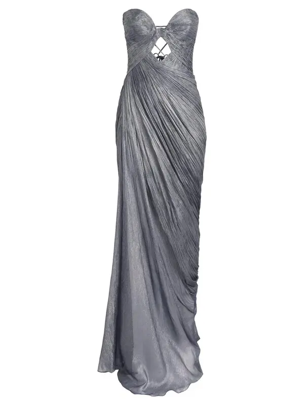 MARIA LUCIA HOHAN Metallic Silk Draped Gown - Blue