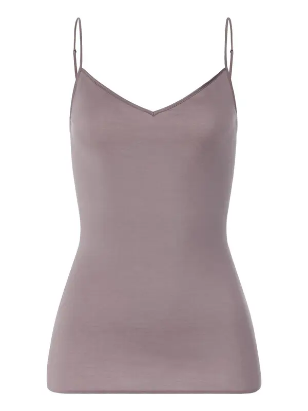Hanro Cotton Seamless Spaghetti Strap V-neck Tank Top - Purple