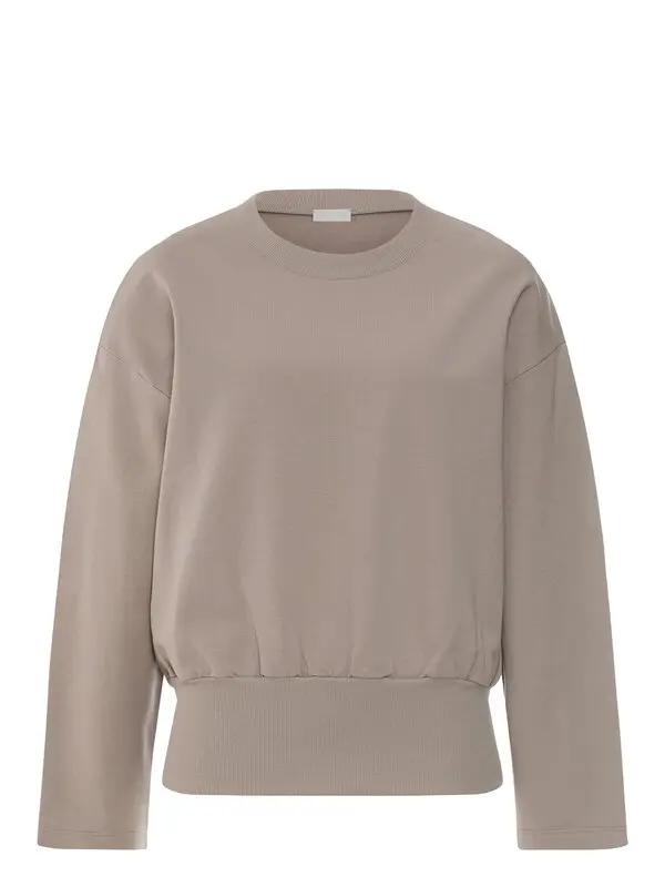 Hanro Stretch-cotton Natural Living Crew Neck Sweater - Brown