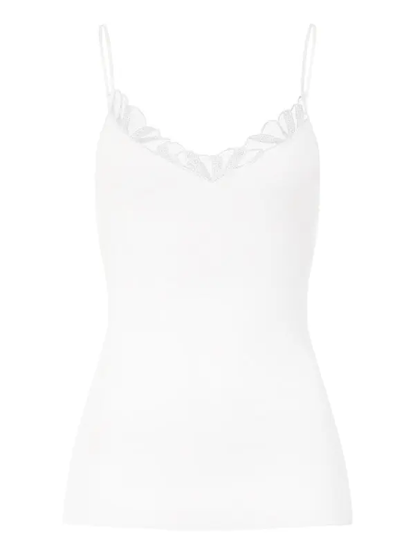 Hanro Cotton Rosaria Lace Trimmed Tank Top - Ivory