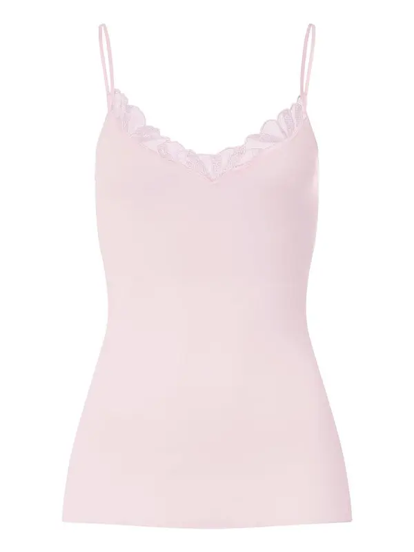 Hanro Cotton Rosaria Embroidered Camisole - Pink
