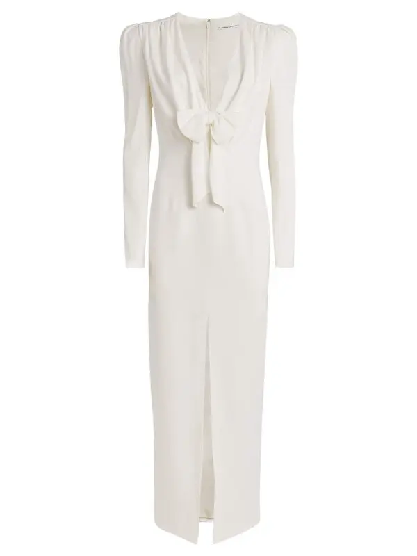 Alessandra Rich Cady Bow Detail Midi Dress - White
