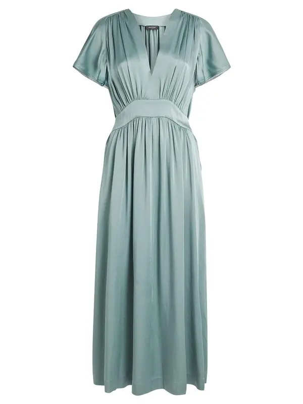 Fabiana Filippi Satin Cape Effect Midi Dress - Green