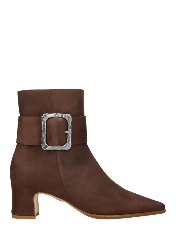 Rodo Leather Buckled Ankle Boots - Brown