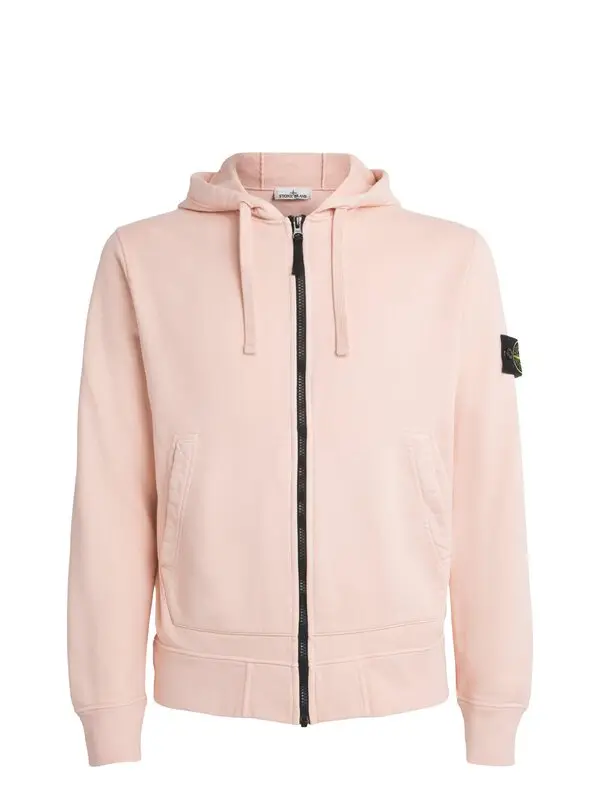Stone Island Organic Cotton Zip-up Hoodie - Pink