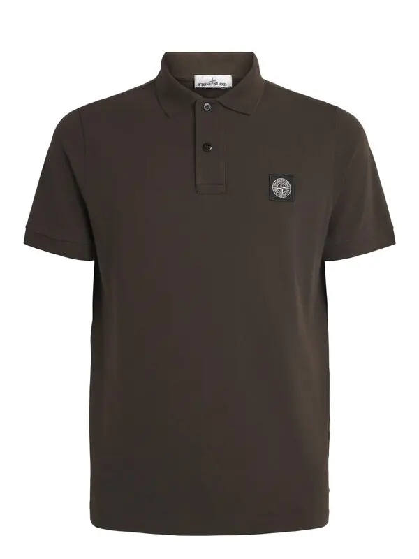 Stone Island Cotton Compass Polo Shirt - Black