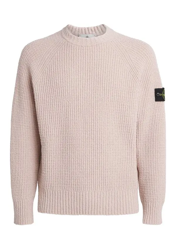 Stone Island Bouclé Compass Patch Sweater - Pink