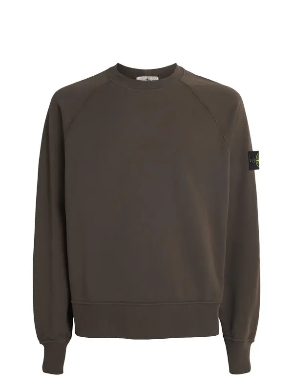 Stone Island Cotton Sweatshirt With Compass Logo - Black