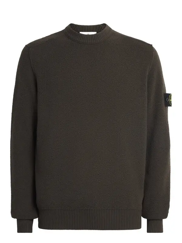 Stone Island Virgin Wool Compass Sweater - Black