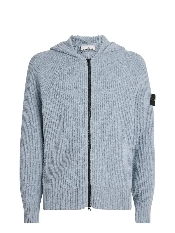Stone Island Cotton Bouclé Zip-up Hoodie - Grey