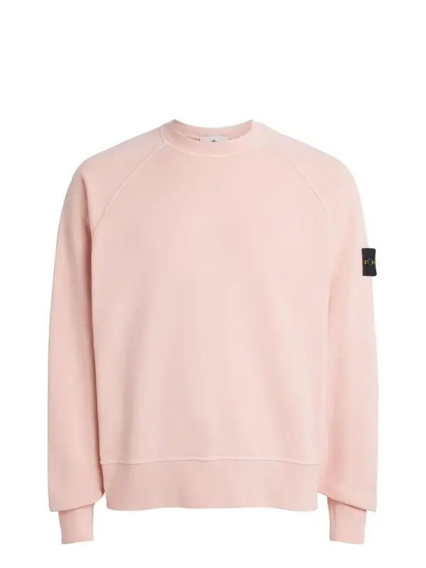 Stone Island Cotton Sweatshirt With Embroidered Compass Logo - Pink