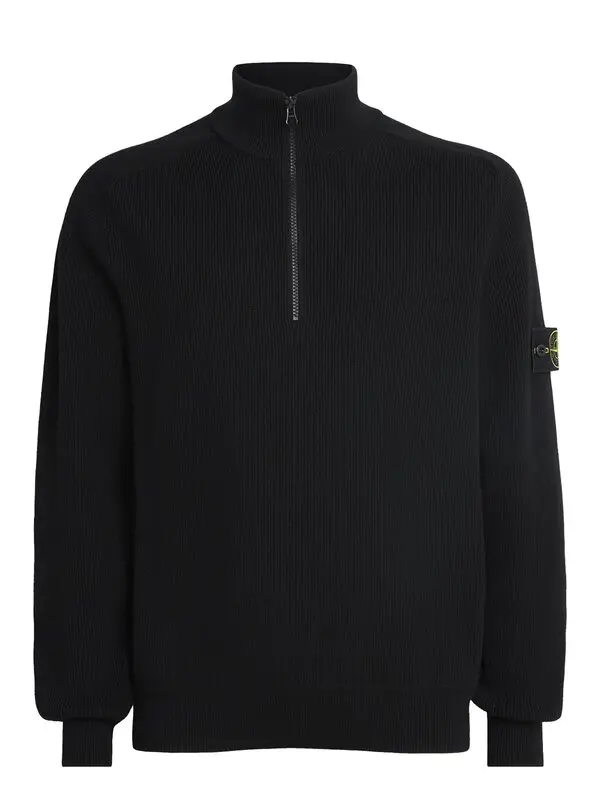 Stone Island Cotton Half-zip Sweater - Black
