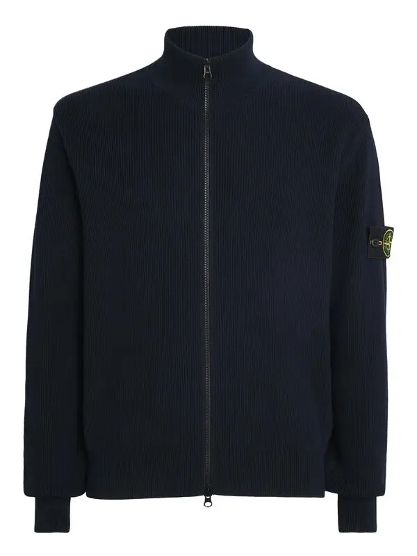Stone Island Cotton Zip-up Cardigan - Navy