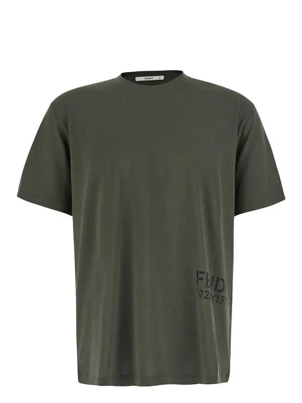 Fendi S 100% Cotton Short-sleeve T-shirt - Green