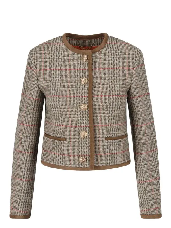 GOLDEN GOOSE Virgin Wool Jacket With Goat Leather Insert - Green
