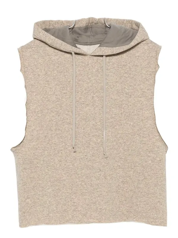 Rick Owens Wool-cotton Drawstring Hoodie Vest - Grigio